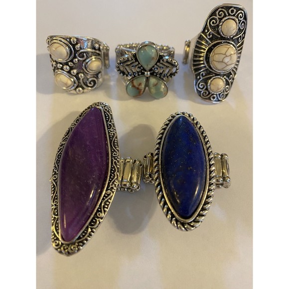 paparazzi | Jewelry | 5 Paparazzi Stone Rings Stretch Back Crackle ...